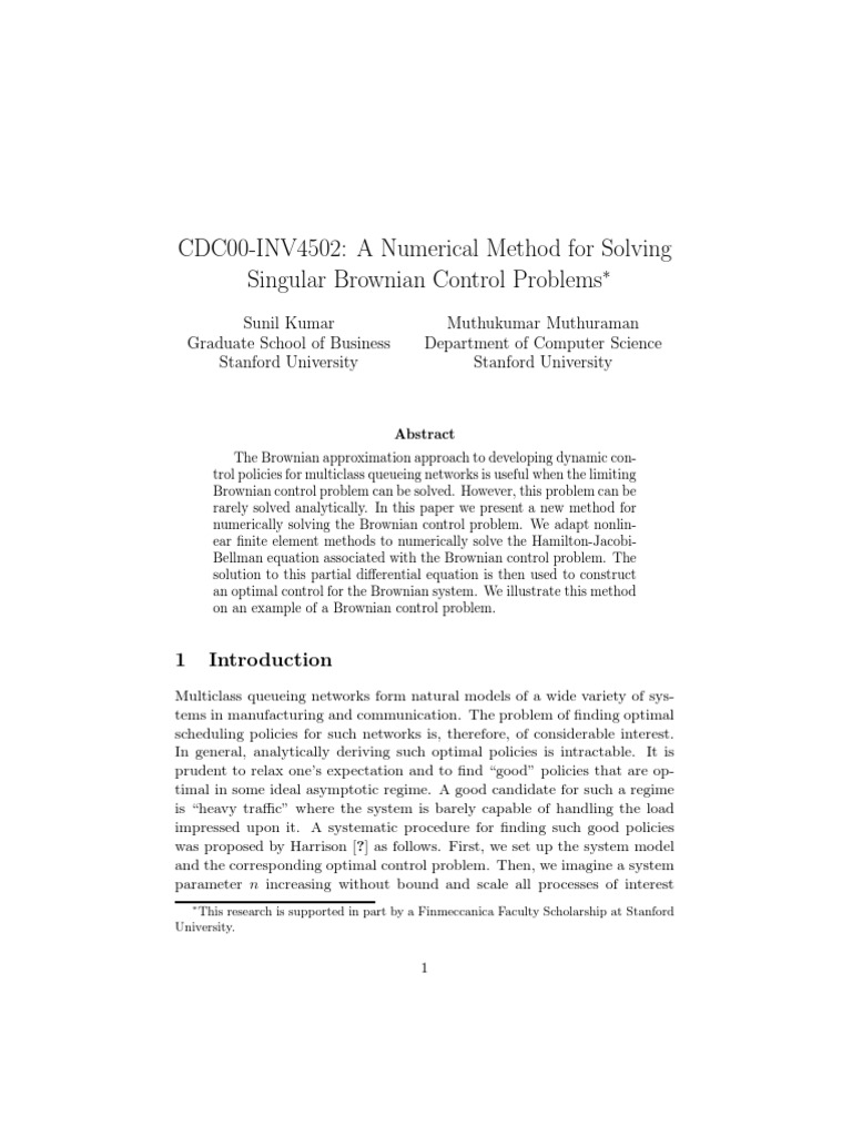 CDC00-INV4502: A Numerical Method For Solving Singular Brownian Control Problems | Download Free ...