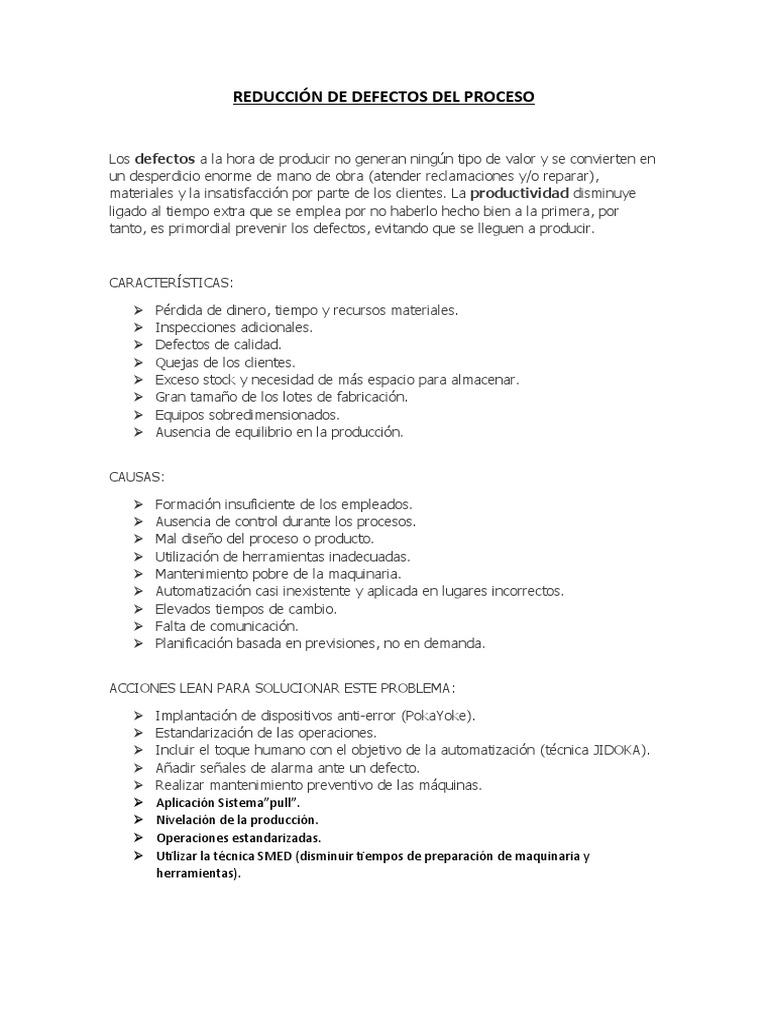 Reducción de Defectos Del Proceso-Exp1-5 | PDF | Calidad (comercial ...