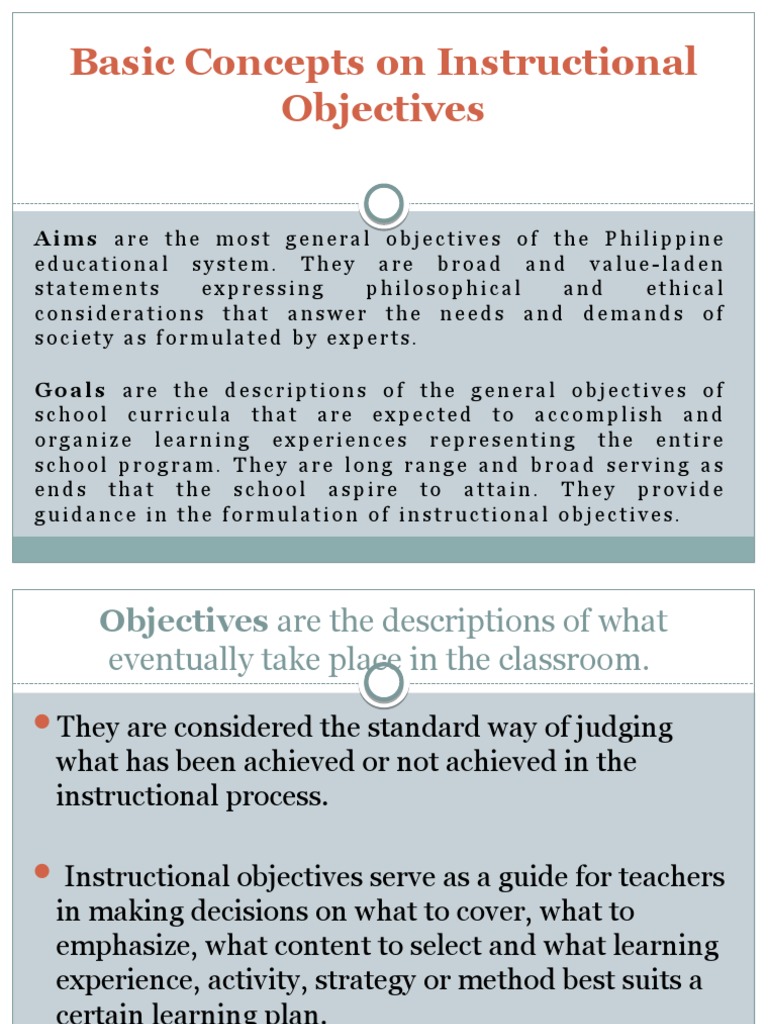 Basic Concepts On Instructional Objectives: Aims Are The Most General ...