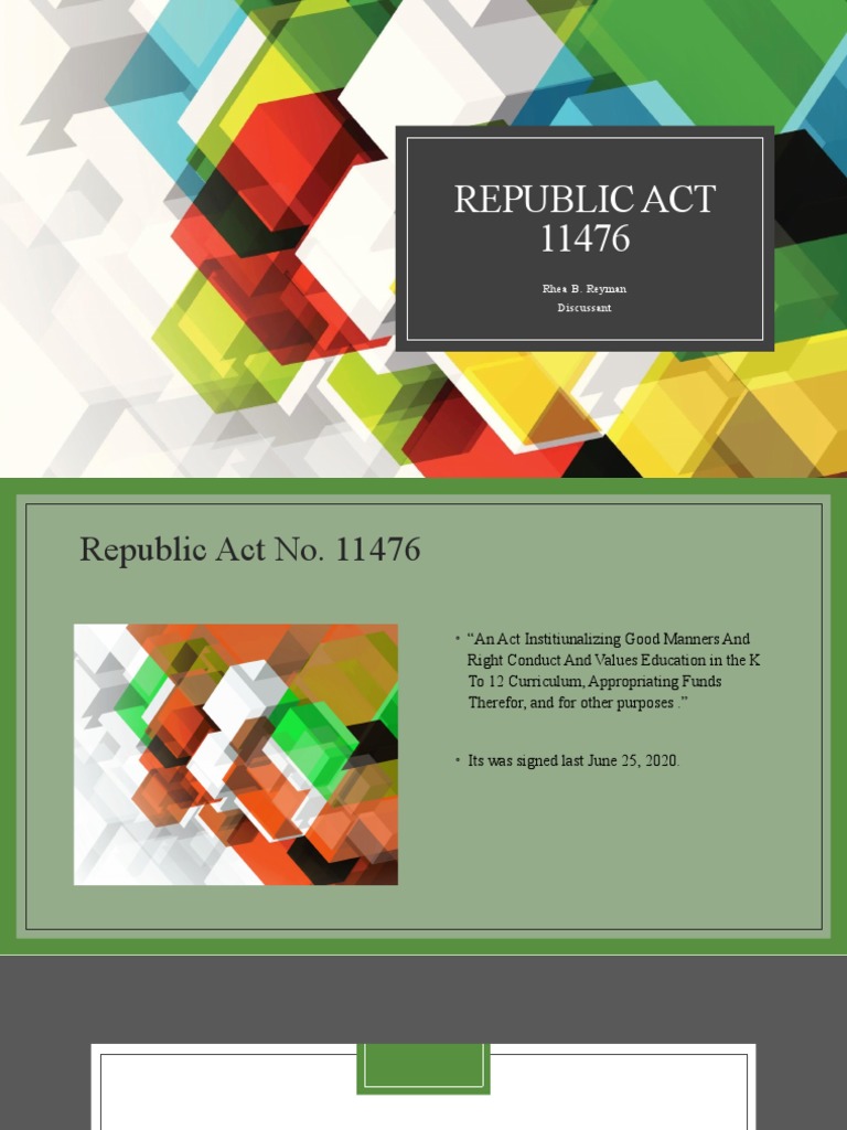 Republic Act 11476: Rhea B. Reyman Discussant | PDF | Value (Ethics ...