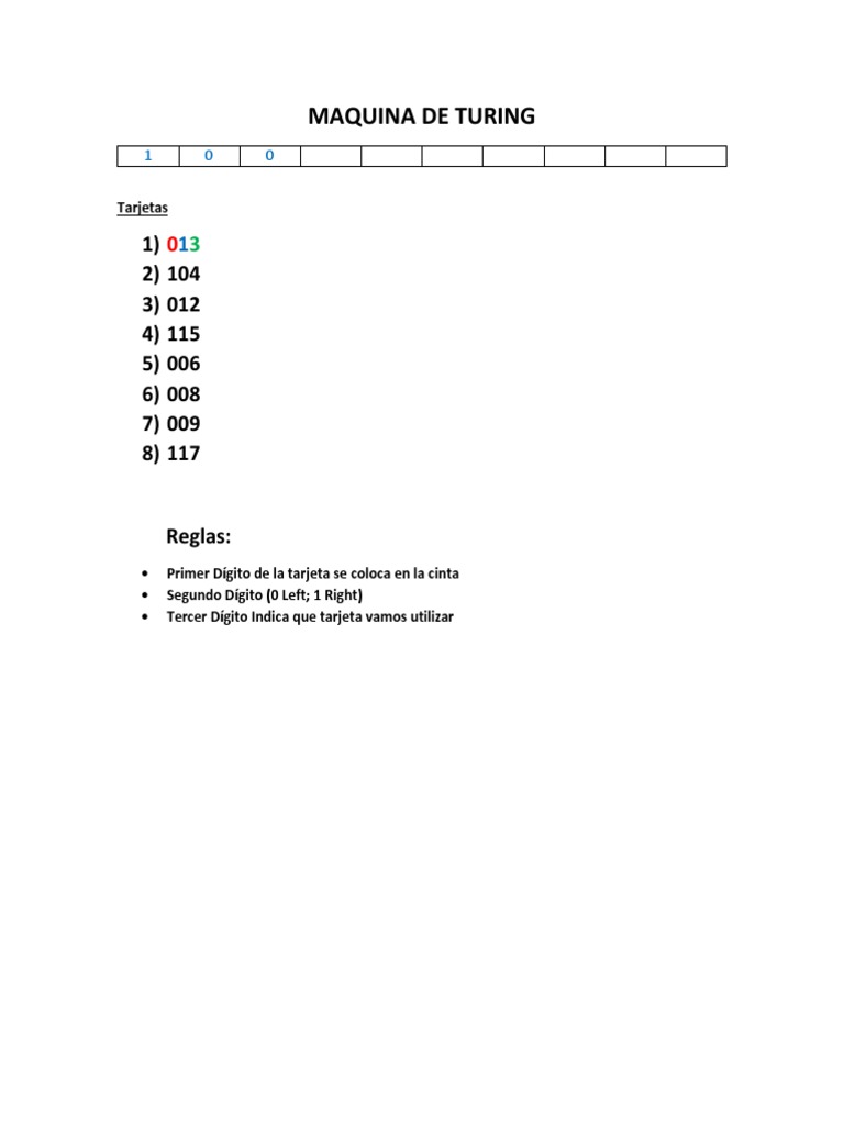 Reglas Maquinas de Turing PDF | PDF