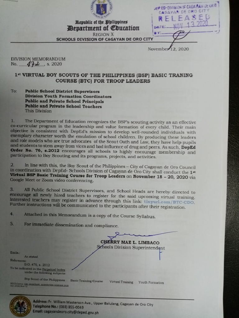 DM472s2020 - 1st Boyscout of The Philippines (BSP) Basic Training ...