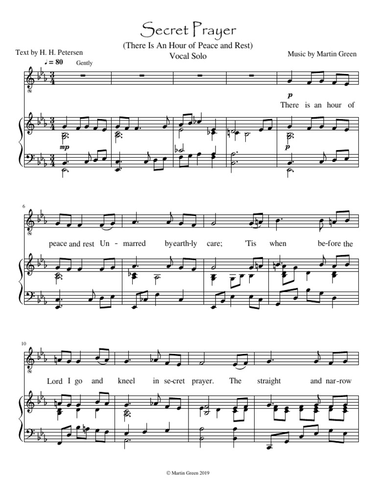 Secret Prayer: (There Is An Hour of Peace and Rest) Vocal Solo | PDF ...