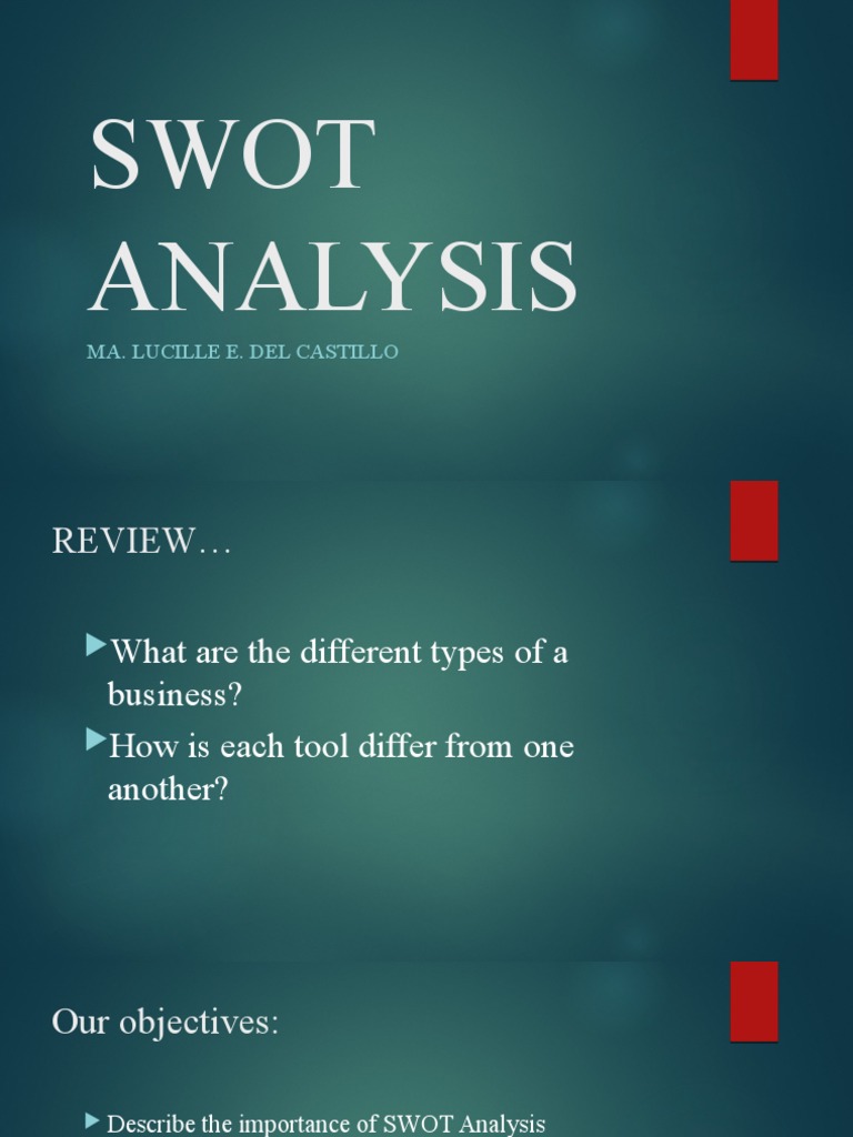Swot Analysis: Ma. Lucille E. Del Castillo | PDF | Swot Analysis ...