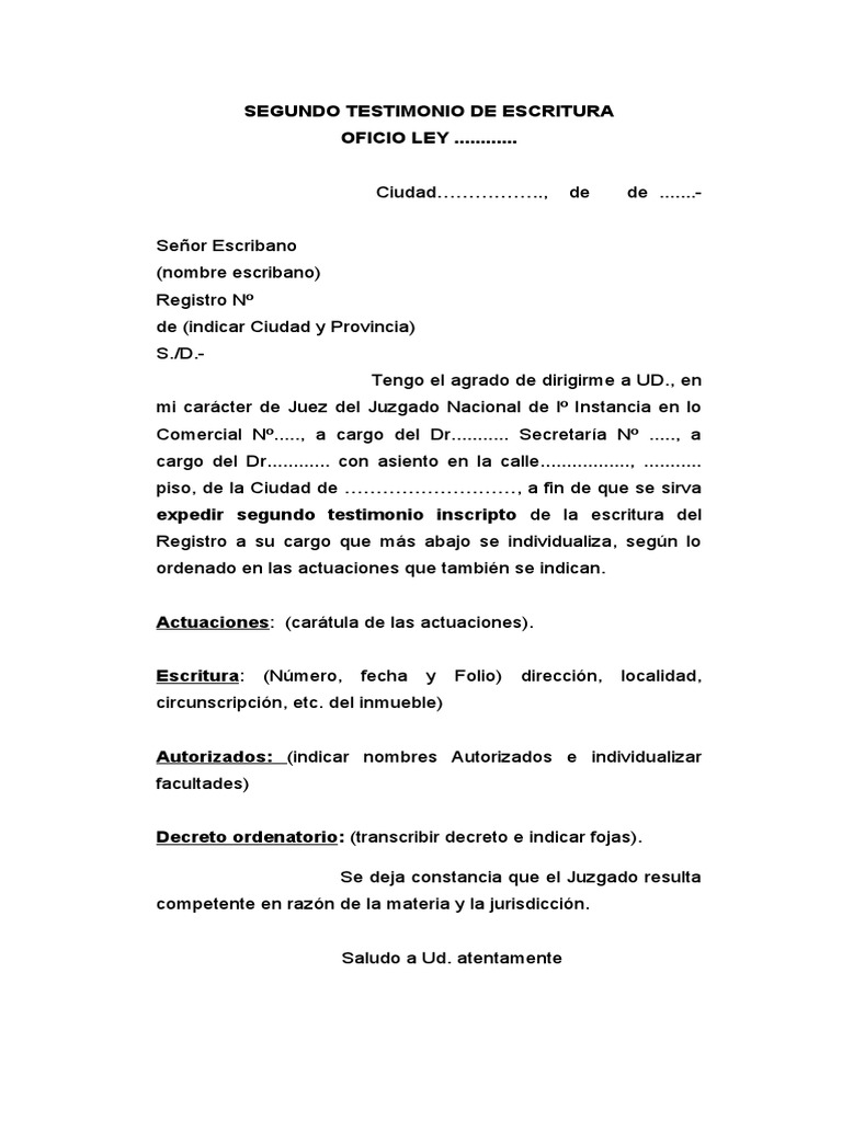 Segundo Testimonio de Escritura | PDF Segundo Testimonio de Escritura | PDF
