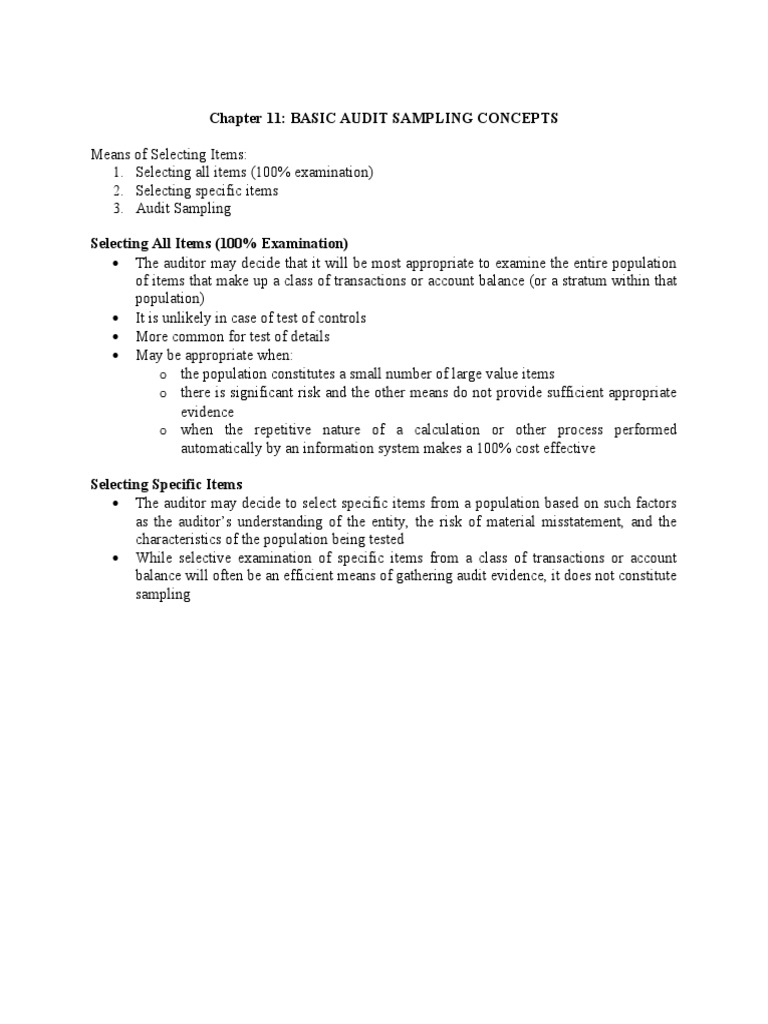 Chapter 11: Basic Audit Sampling Concepts | PDF | Audit | Internal Control