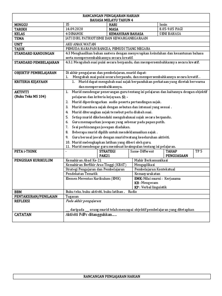 RPH Minggu 35 PDF | PDF