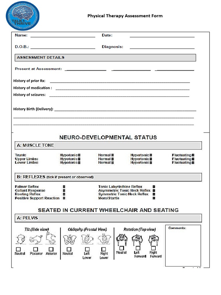 Physical Therapy Assessment Form | PDF