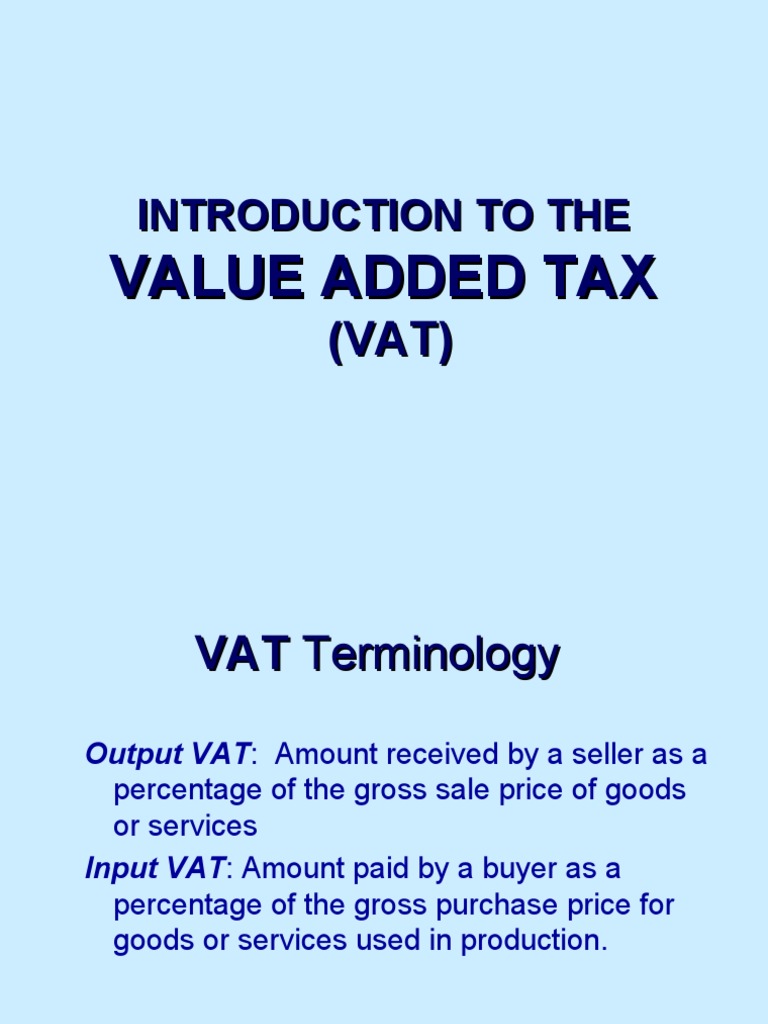 Introduction To The | PDF | Value Added Tax | Taxes