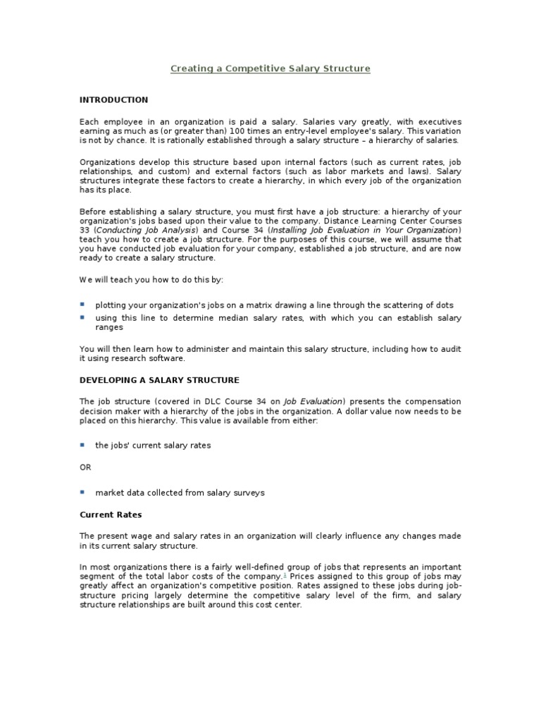 Creating A Competitive Salary Structure | PDF