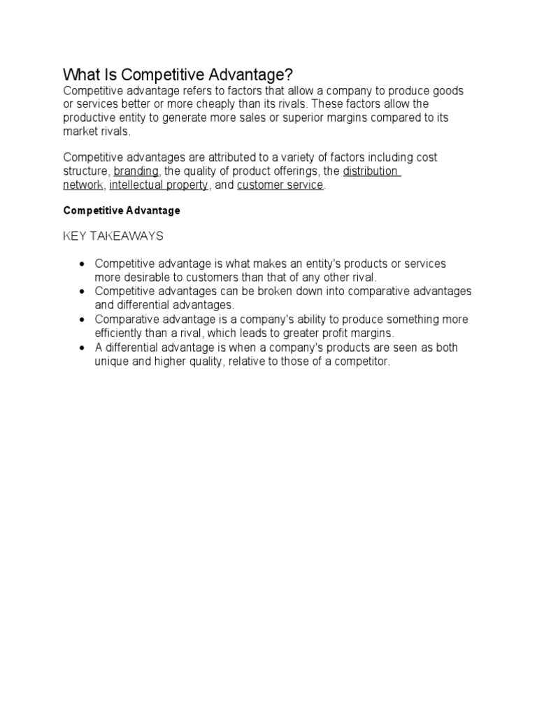 What Is Competitive Advantage?: Key Takeaways | PDF | Business ...