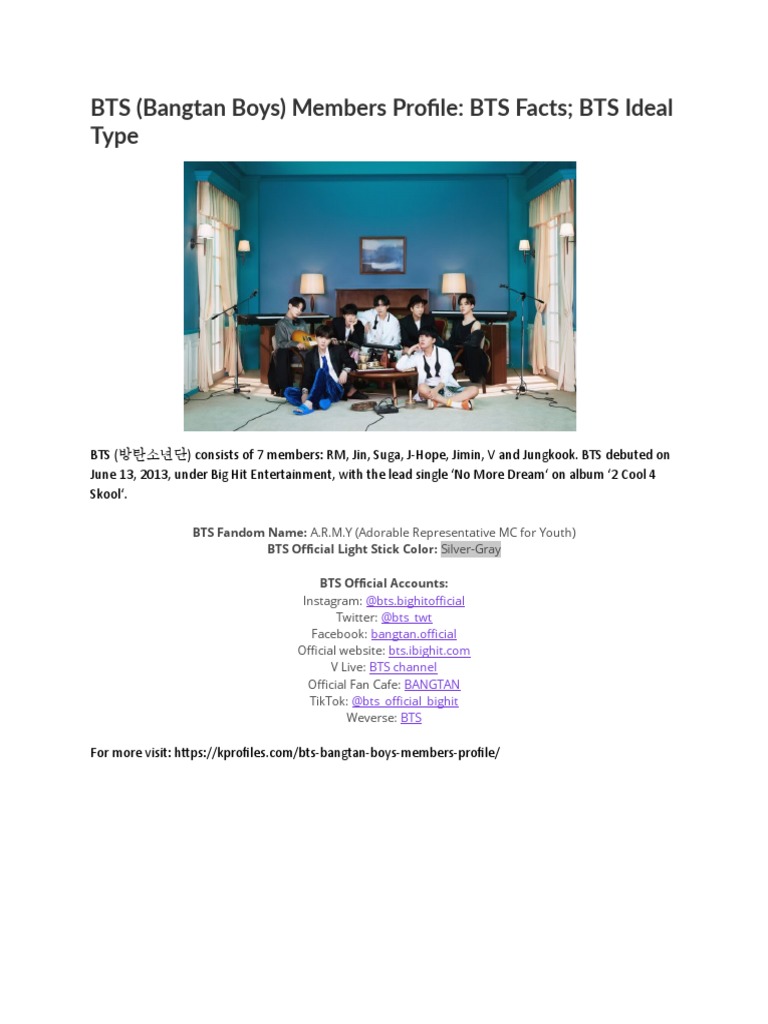 BTS Members Profile and Facts | PDF | Sports & Recreation