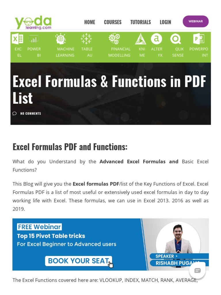 Excel Formulas and Functions PDF Guide | PDF | Array Data Structure ...
