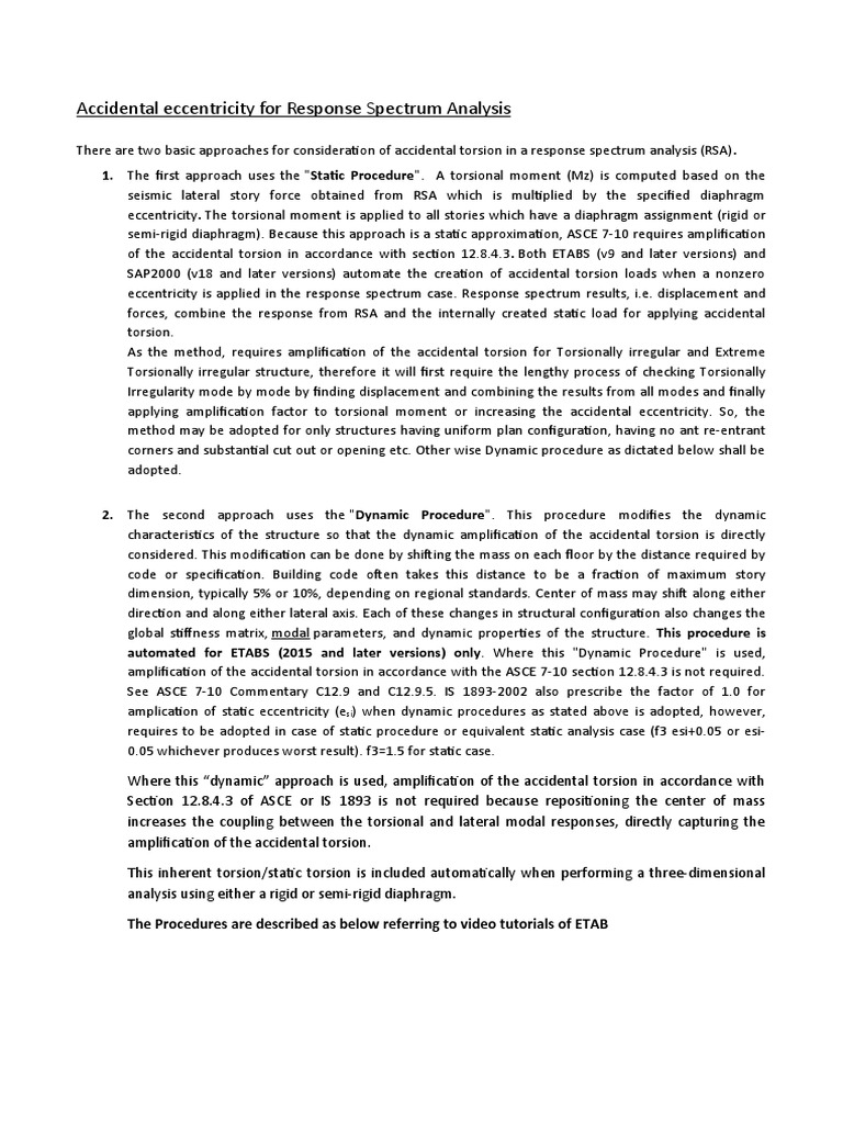Accidental Eccentricity For Response Spectrum Analysis | PDF | Normal Mode | Spectral Density