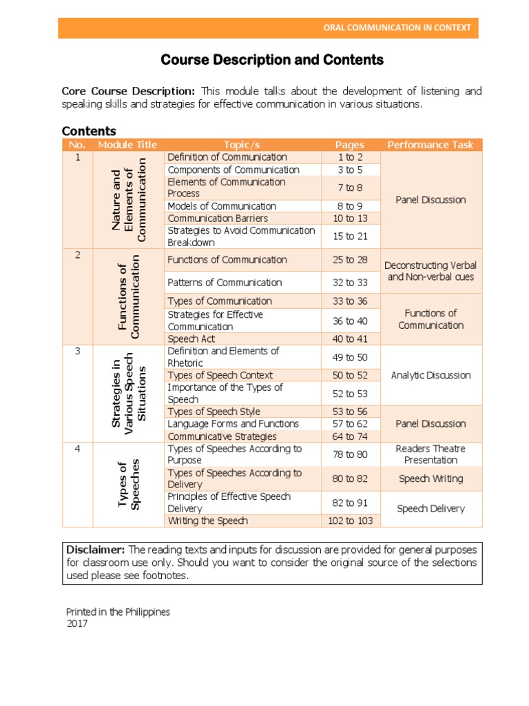 Oral Communication | PDF | Communication | Information