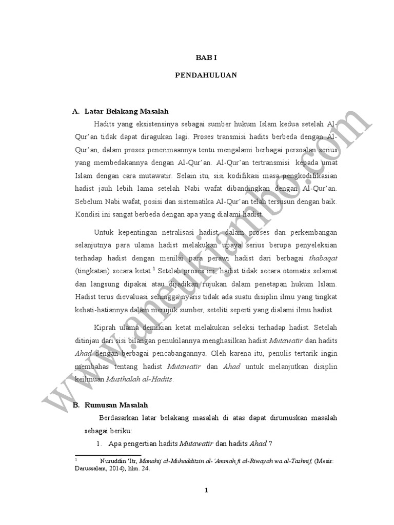 Pengertian dan Contoh Hadits Ahad | PDF