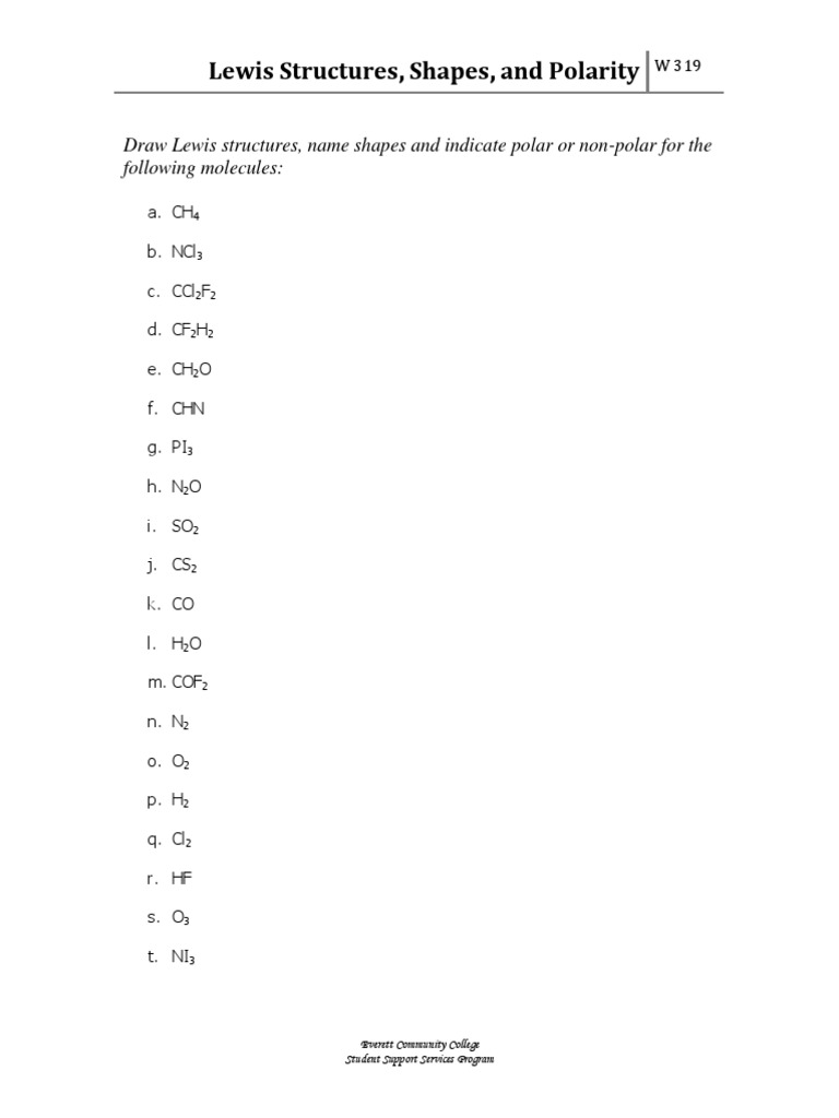 Lewis Structures and Molecular Polarity | PDF | Chemical Polarity ...