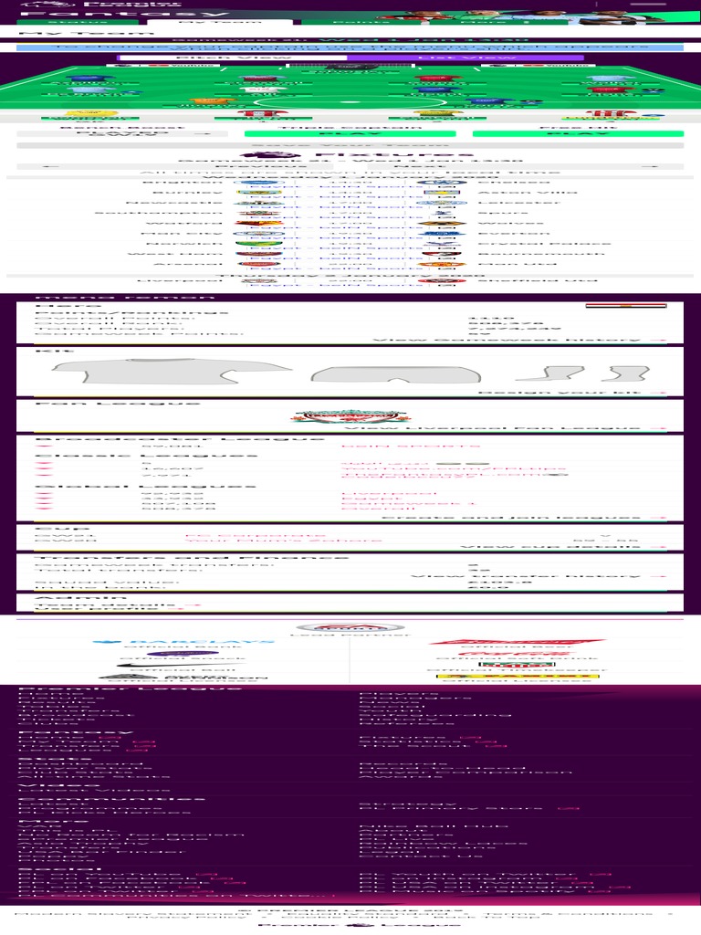 Pick Your Fantasy Football Team Fantasy Premier League | PDF ...
