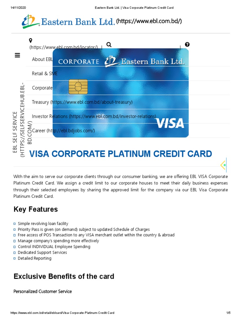 Eastern Bank Ltd. - Visa Corporate Platinum Credit Card | PDF | Airport ...