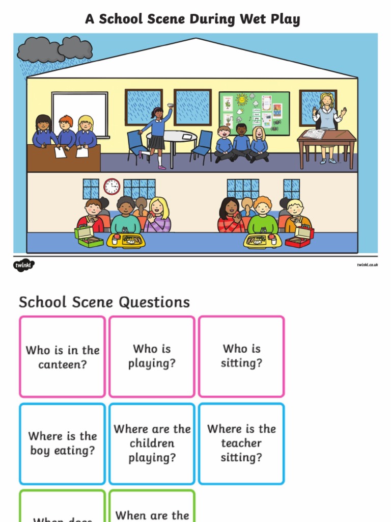 WH Questions School Scene | PDF