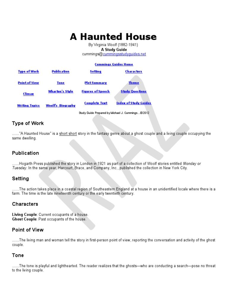 A Haunted House by Woolf | PDF | Ghosts | Poetry