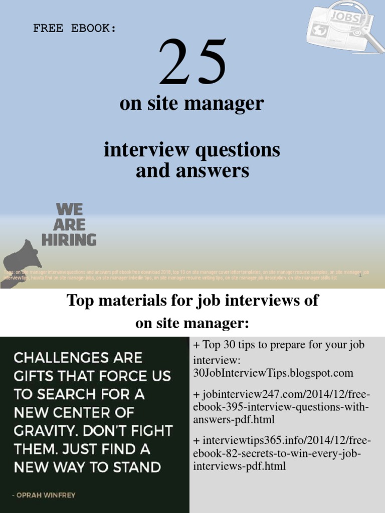 25 Insightful Interview Questions and Answers for On-Site Managers ...