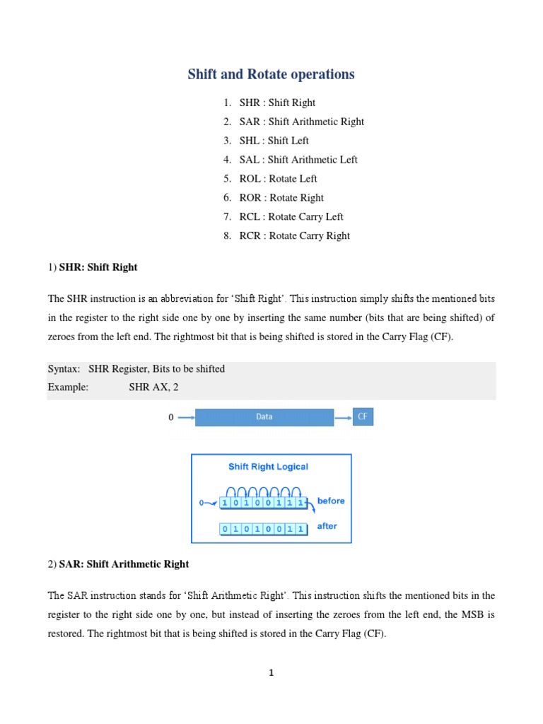 Shift and Rotate Operations | PDF | Lexicology | Theoretical Computer ...