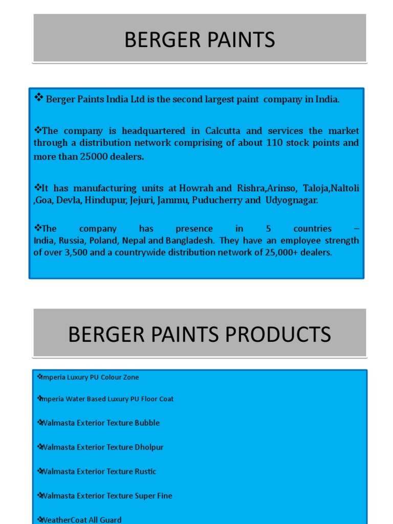 Berger Paints Berger Paints | PDF