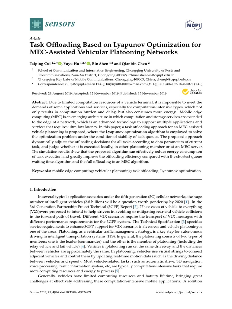 Task Offloading Based On Lyapunov Optimization For Mecassisted Vehicular Platooning