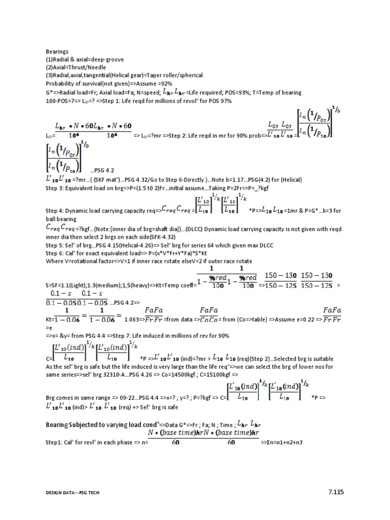 Bearing Subjected To Varying Load Cond: Design Data - PSG Tech | PDF ...
