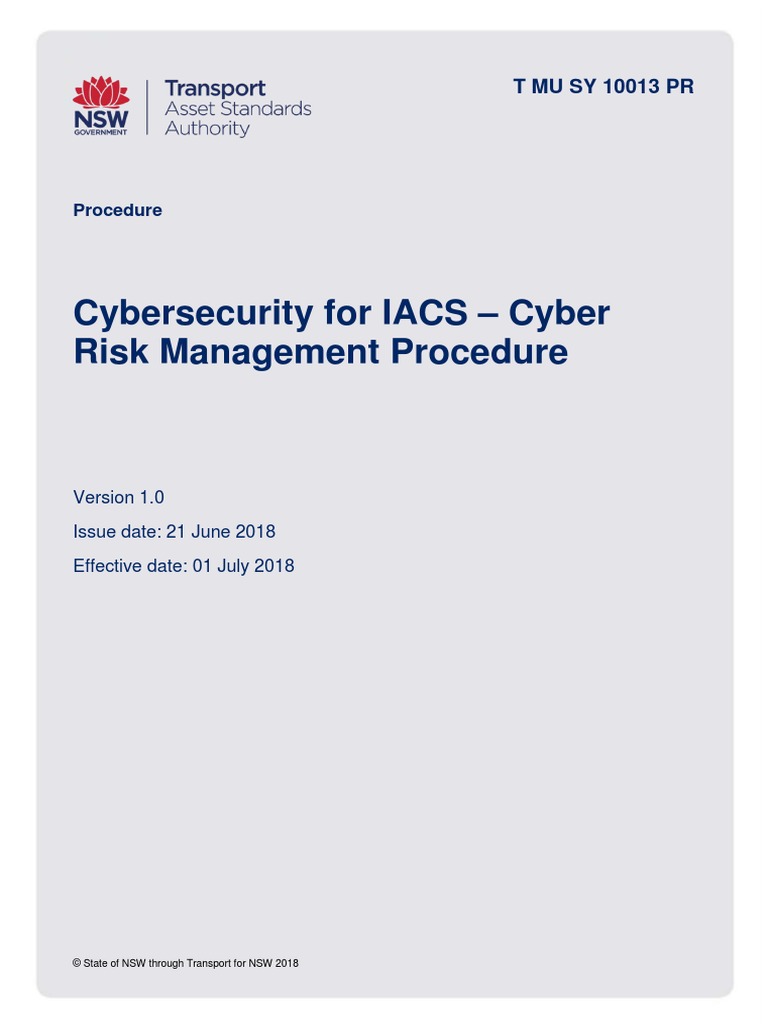 Cybersecurity For IACS - Cyber Risk Management Procedure | PDF ...