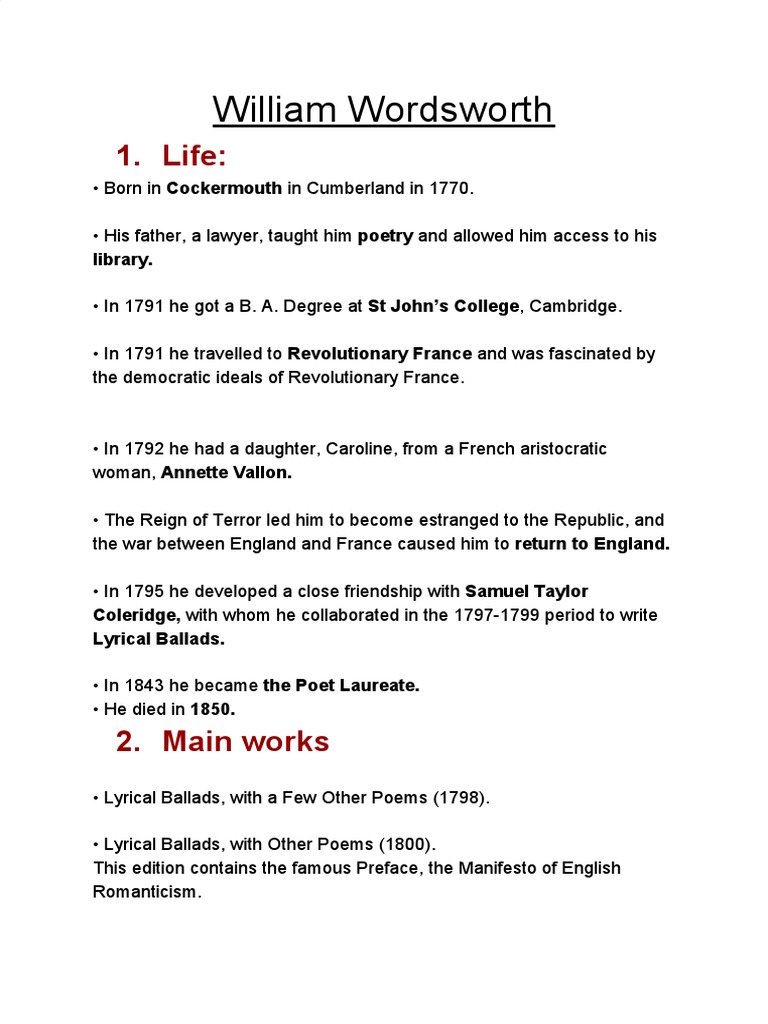 WORDSWORTH | PDF | William Wordsworth | Poetry