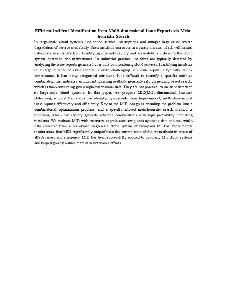 Efficient Incident Identification From Multi-Dimensional Issue Reports ...