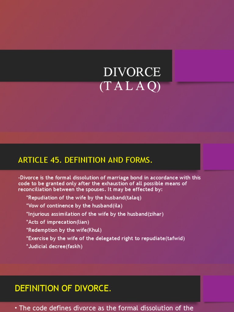 An Overview of Divorce (Talaq) Under Islamic Law: Definitions, Forms ...