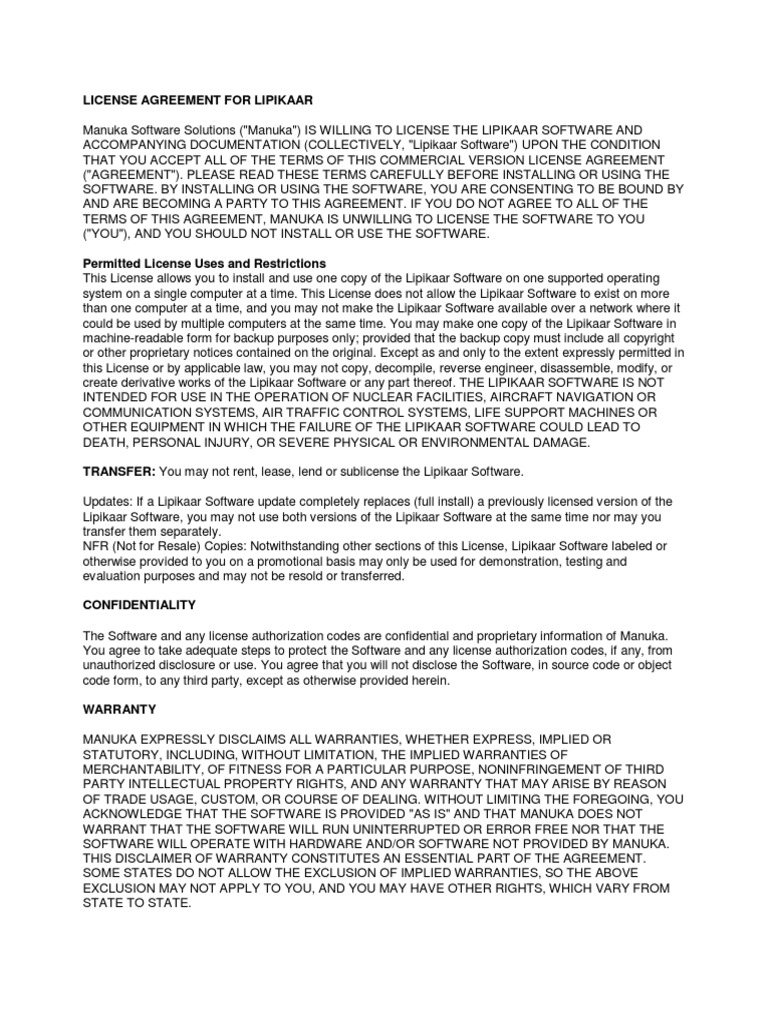 Lipikaar License EULA | PDF | Proprietary Software | Damages