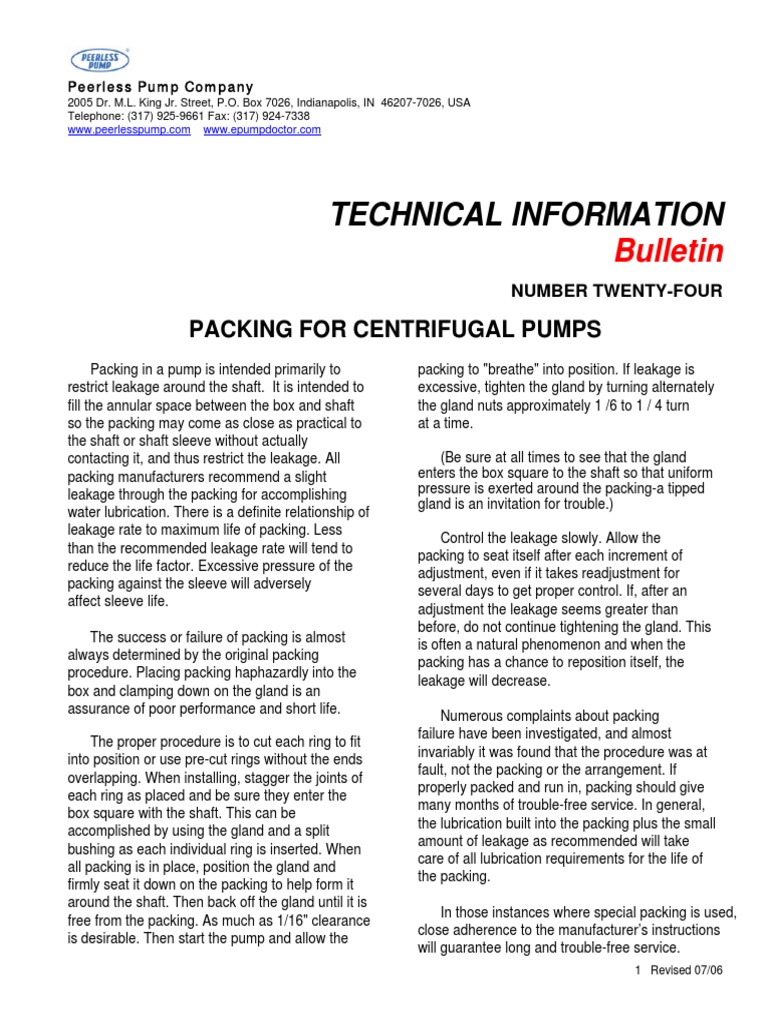 Centrifugal Pump Packing Guide | PDF | Leak | Pump