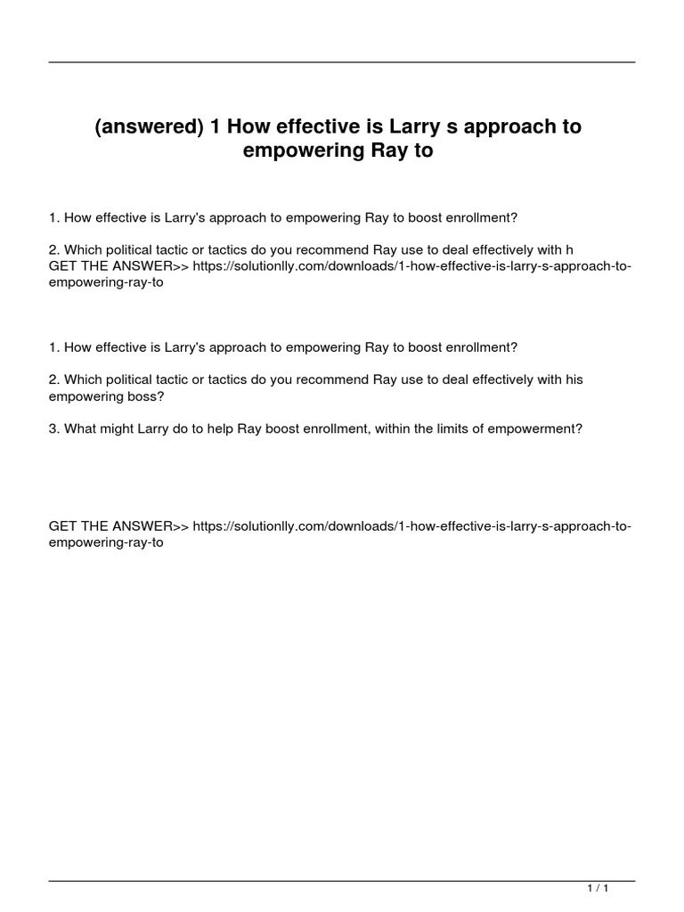 Larry's Empowerment Strategy for Enrollment | PDF