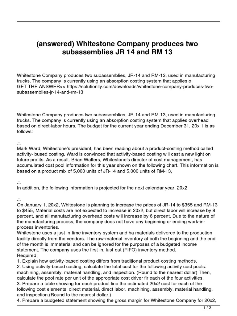 Whitestone Company Produces Two Subassemblies JR 14 and RM 13 PDF | PDF ...