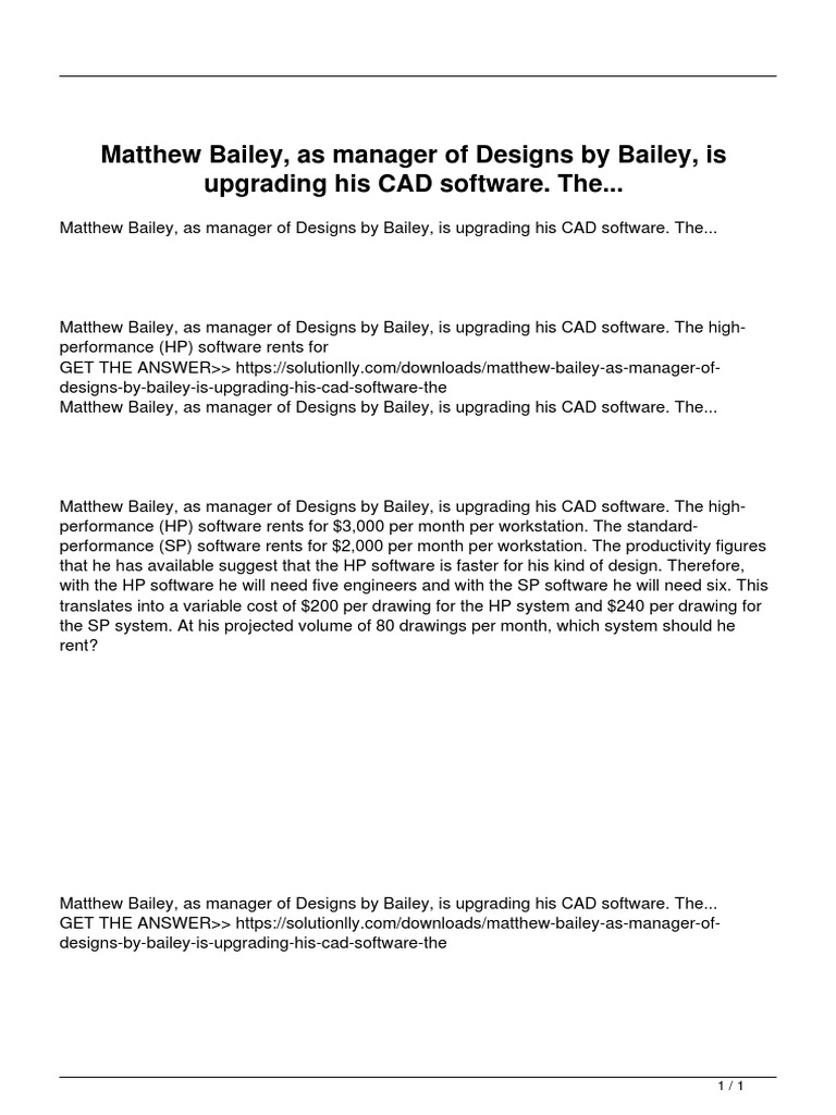 Matthew Bailey As Manager of Designs by Bailey Is Upgrading His Cad ...