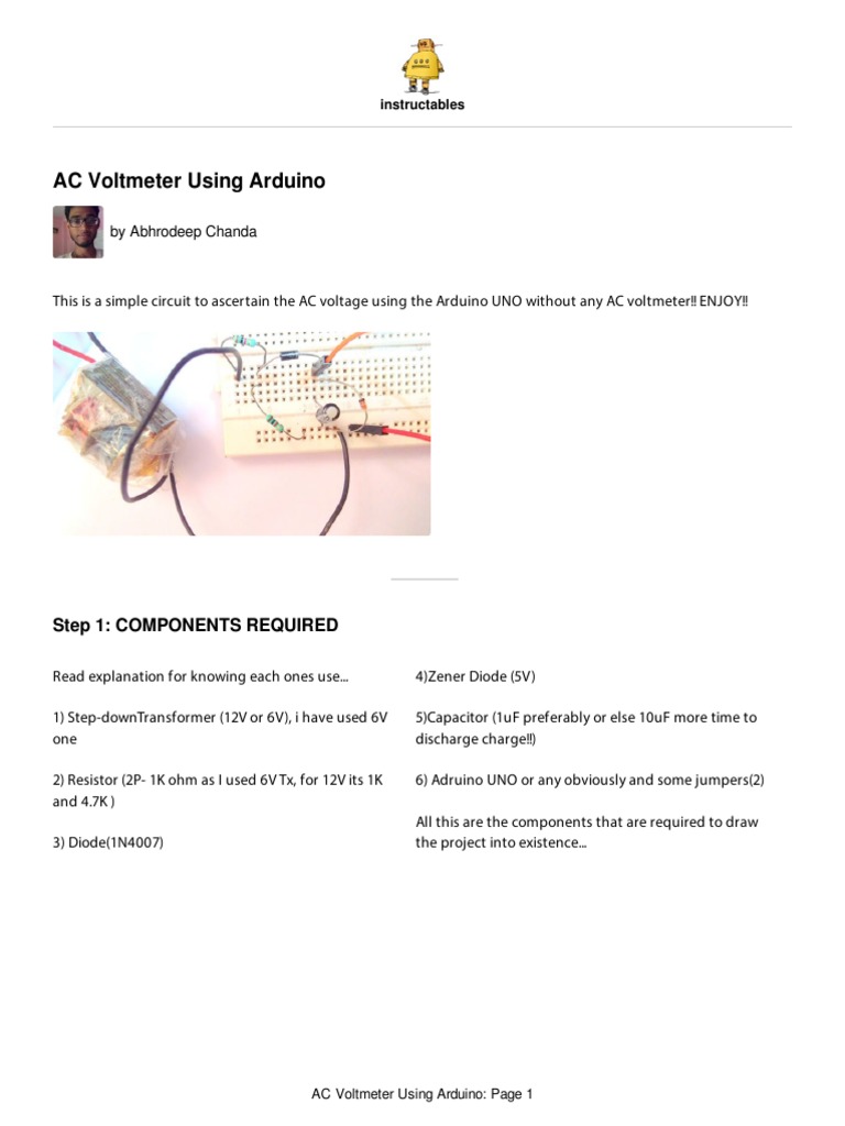 AC Voltmeter Using Arduino | PDF | Rectifier | Voltage