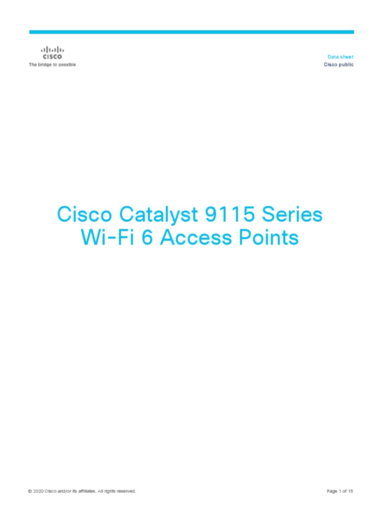 Cisco Catalyst 9115 Series DataSheet | PDF | Wi Fi | Ieee 802.11