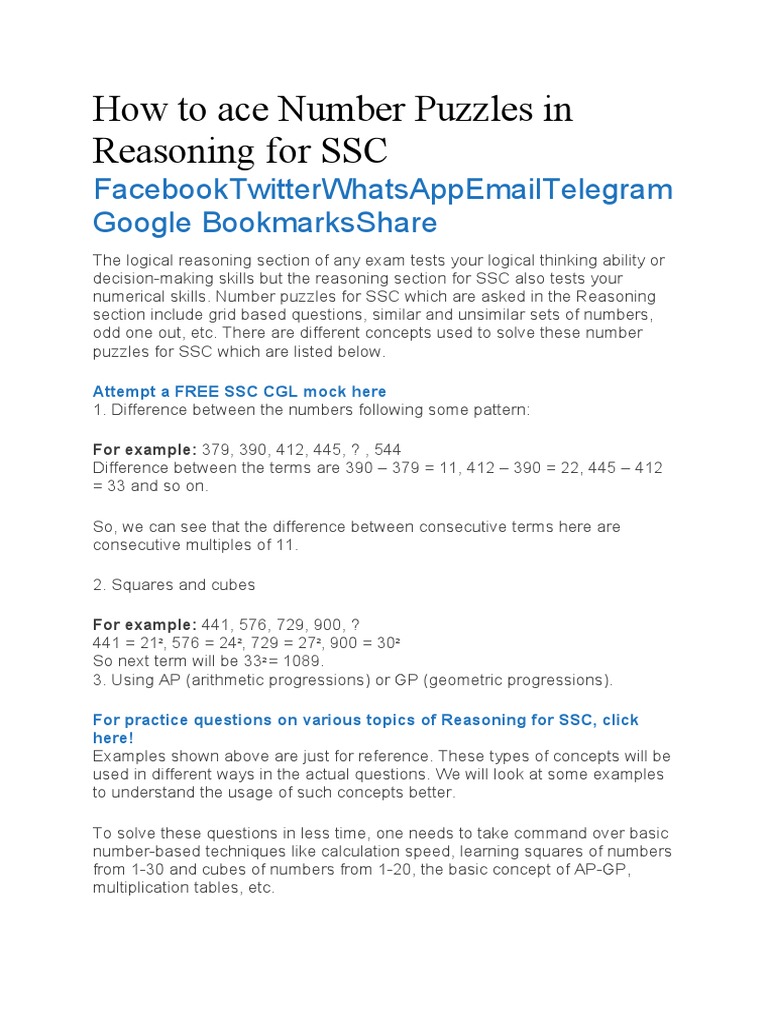 How To Ace Number Puzzles in Reasoning For SSC ...