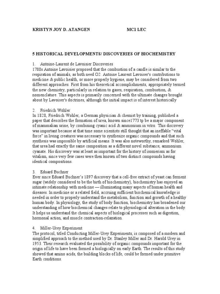 Kristyn Joy D. Atangen Mc1 Lec | PDF | Biochemistry | Chemistry