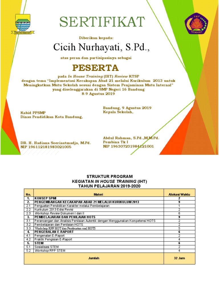 Fix Sertifikat Dan Struktur Program Iht | PDF