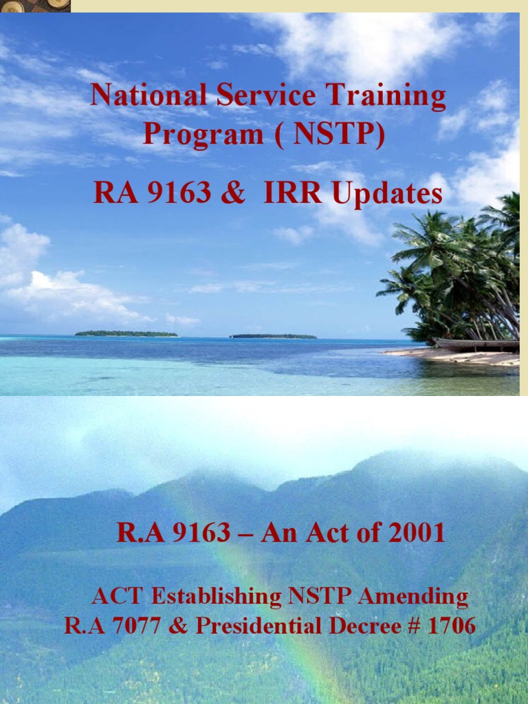 National Service Training Program (NSTP) RA 9163 & IRR Updates | PDF ...