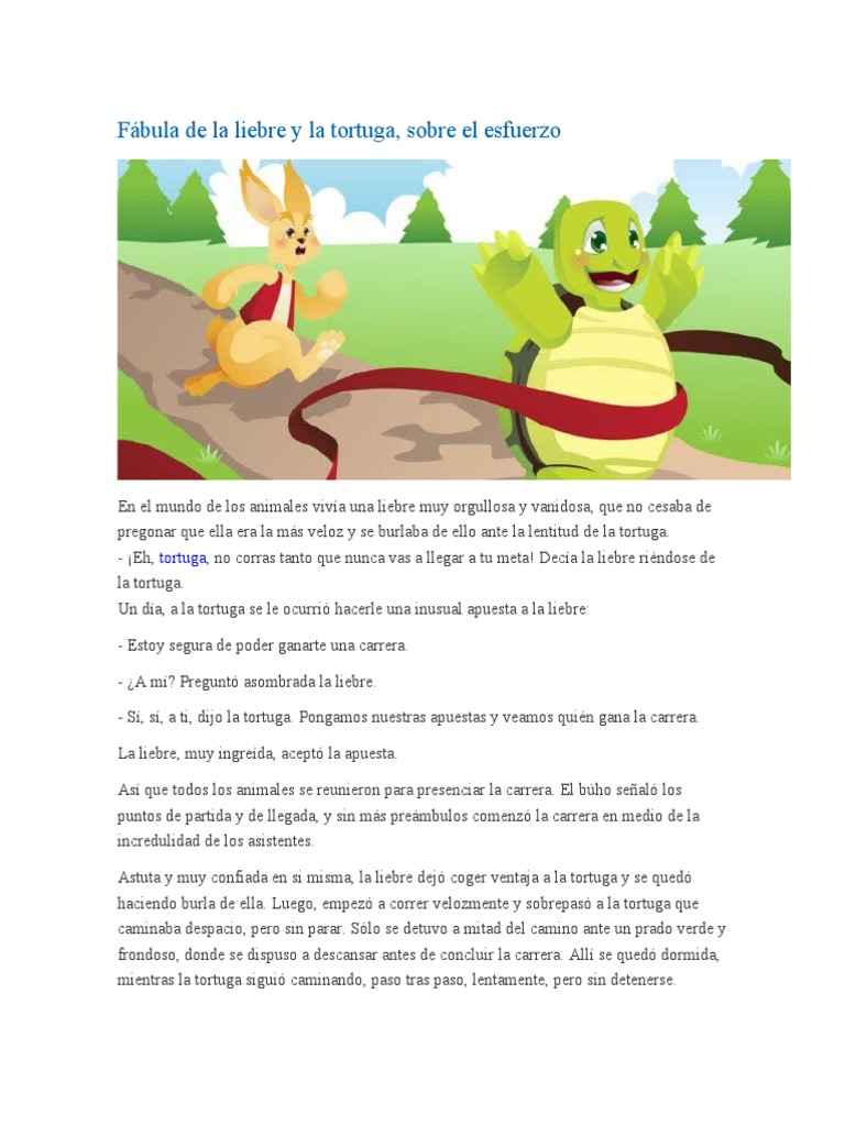 Fábula de La Liebre y La Tortuga | PDF