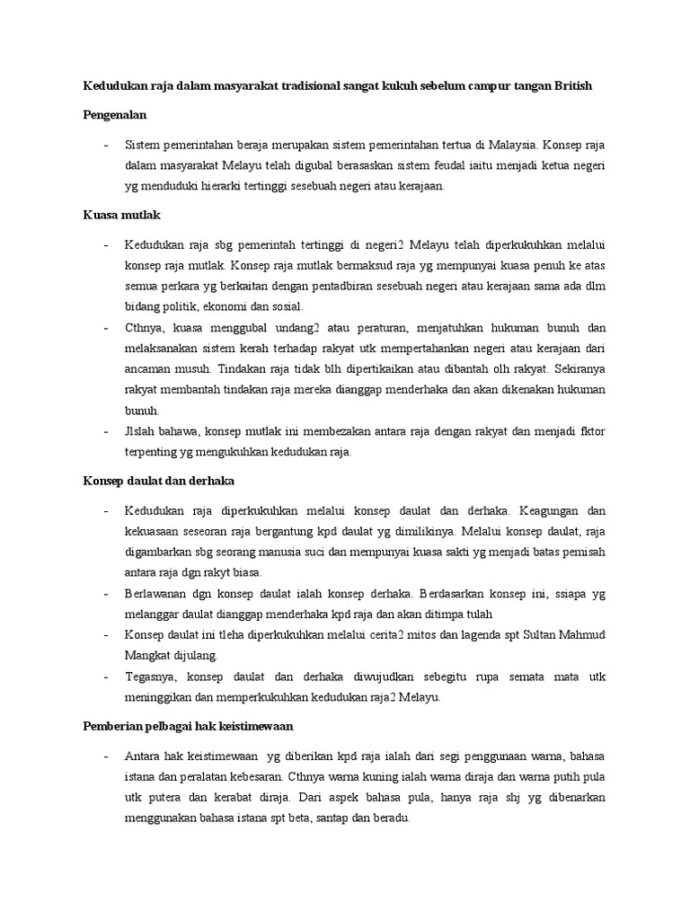 Kedudukan Raja Dalam Masyarakat Tradisional Sangat Kukuh Sebelum Campur ...