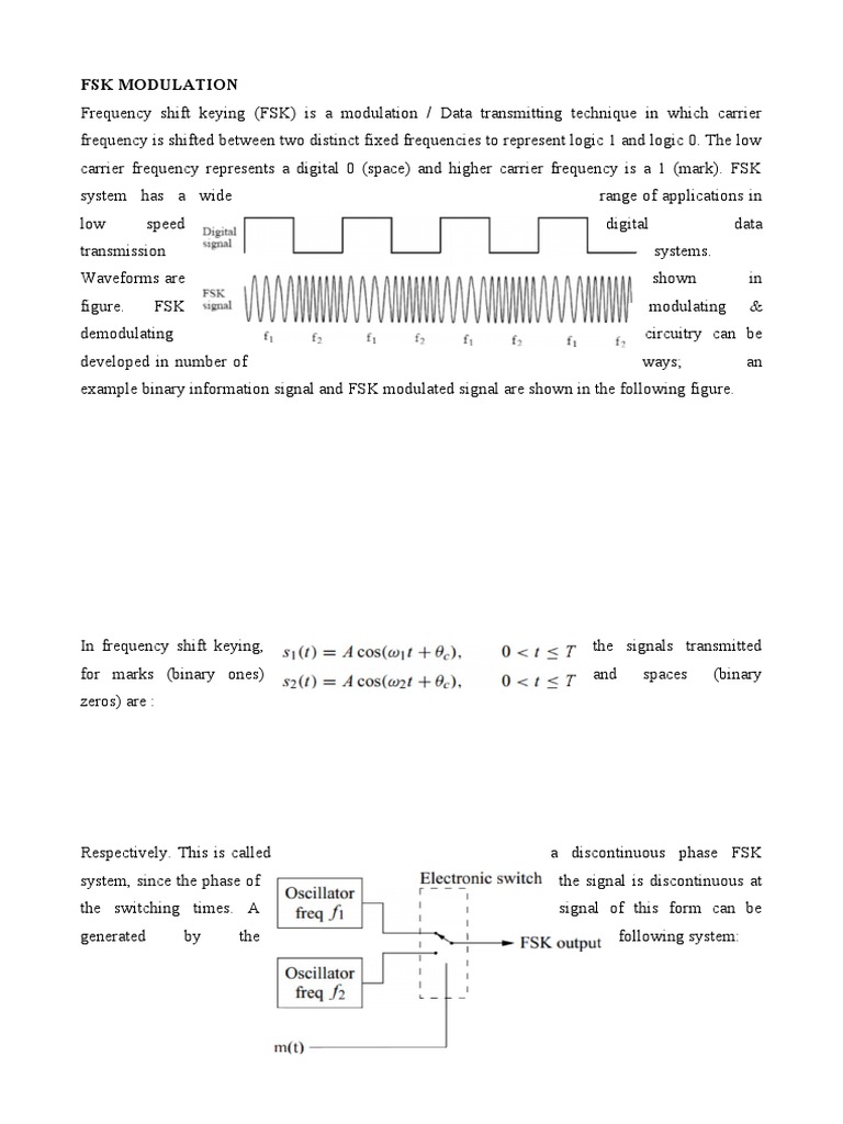 FSK Introduction | PDF | Modulation | Telecommunications Engineering