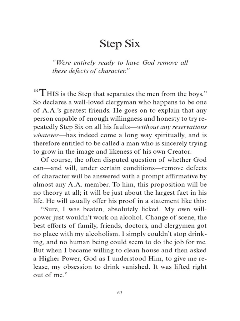 Step Six: "Were Entirely Ready To Have God Remove All These Defects of ...
