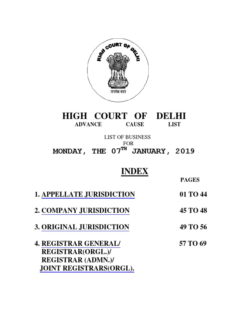 High Court of Delhi: Monday, The 07 JANUARY, 2019 | PDF | Sikhism
